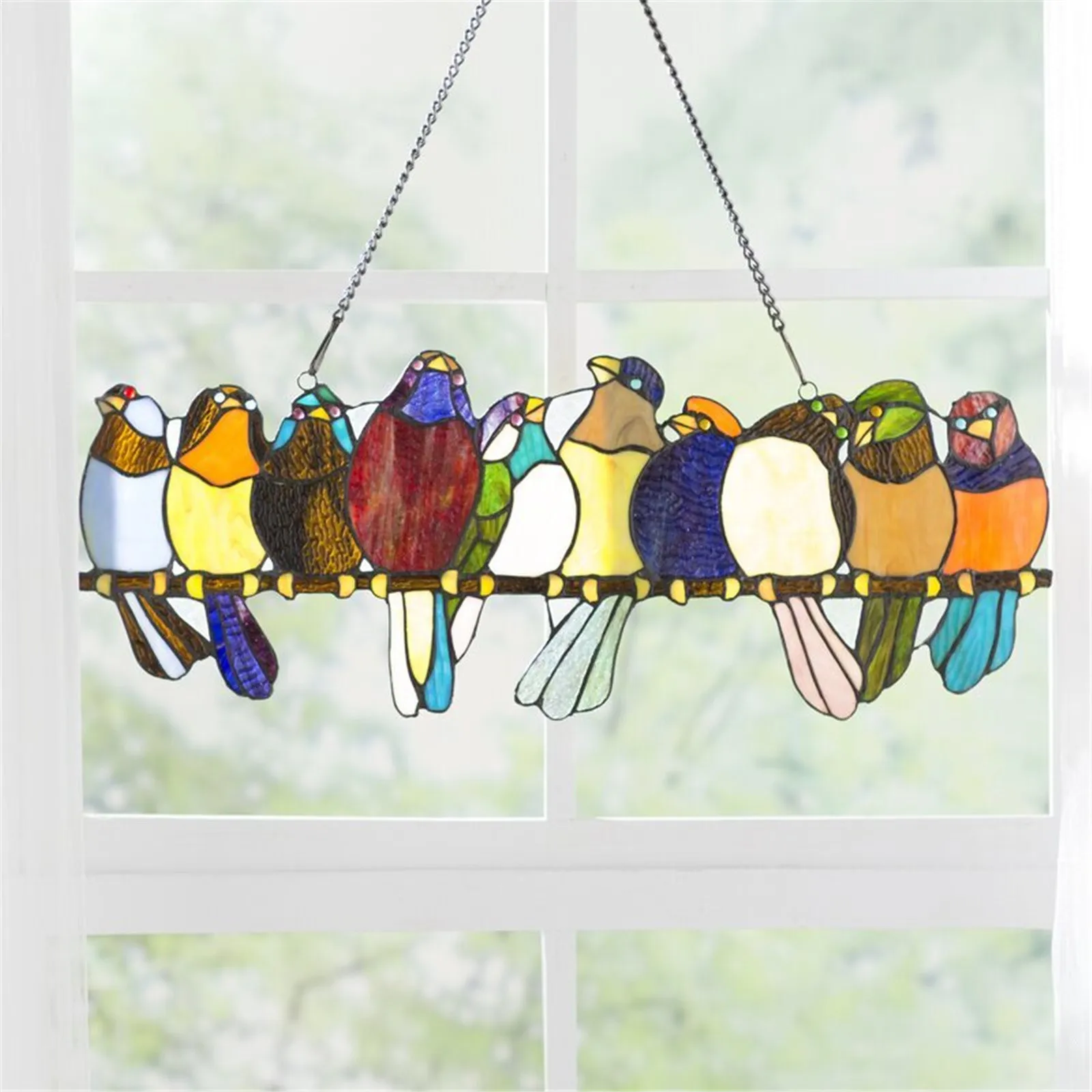 Stained-Bird-Window-Hanging-Suncatcher-Acrylic-Hanging-Birds-Decoration ...