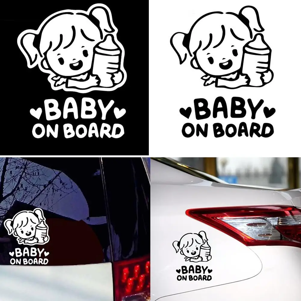 funny car stickers Cartoon Baby On Board Little Girl with Feeding ...