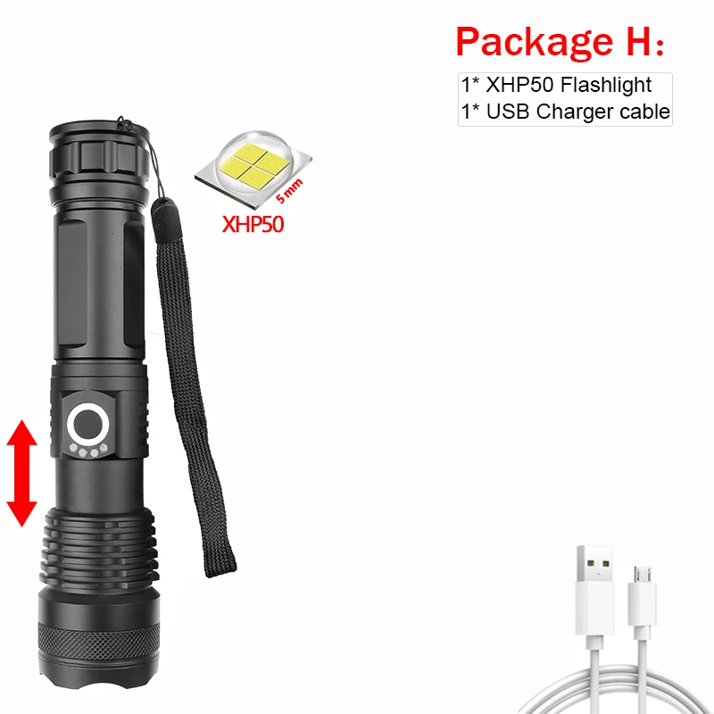 XHP90 фонарик USB перезаряжаемый светодиодный фонарь Zoom фонарь XHP70 ...