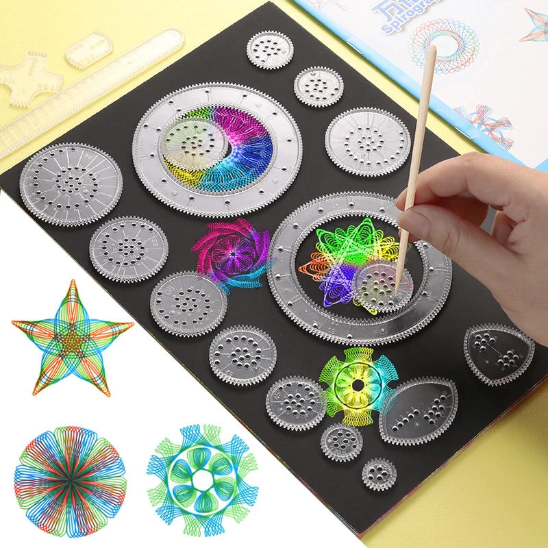 22pcs-set-Gears-Wheels-Drawing-Accessories-Spirograph-Painting-Toys-Kit ...