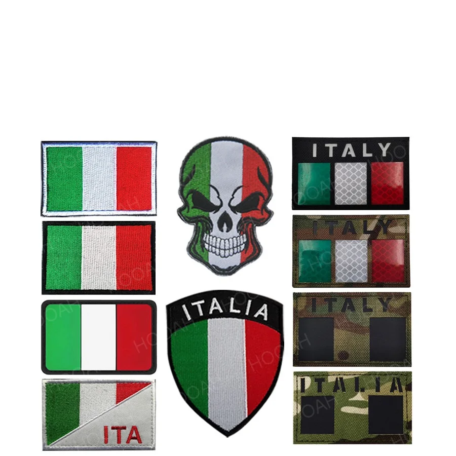 Italy-Flag-Embroidered-Patch-Tactical-Emblem-Appliques-Italia-Italian ...