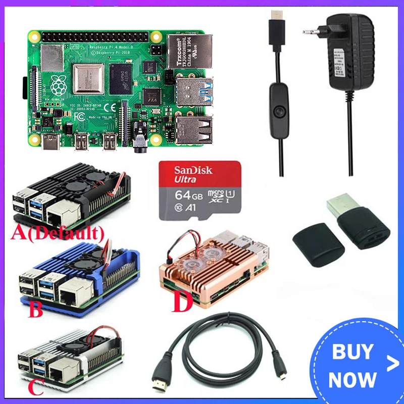 Kit-originale-Raspberry-Pi-4-modello-B-custodia-in-alluminio ...