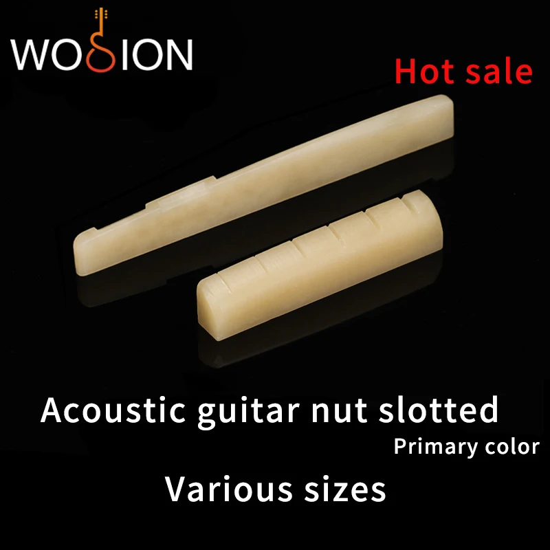Wosion Bovine bone primary color Acoustic and Classical guitar nut slotted, upper and lower nuts ...