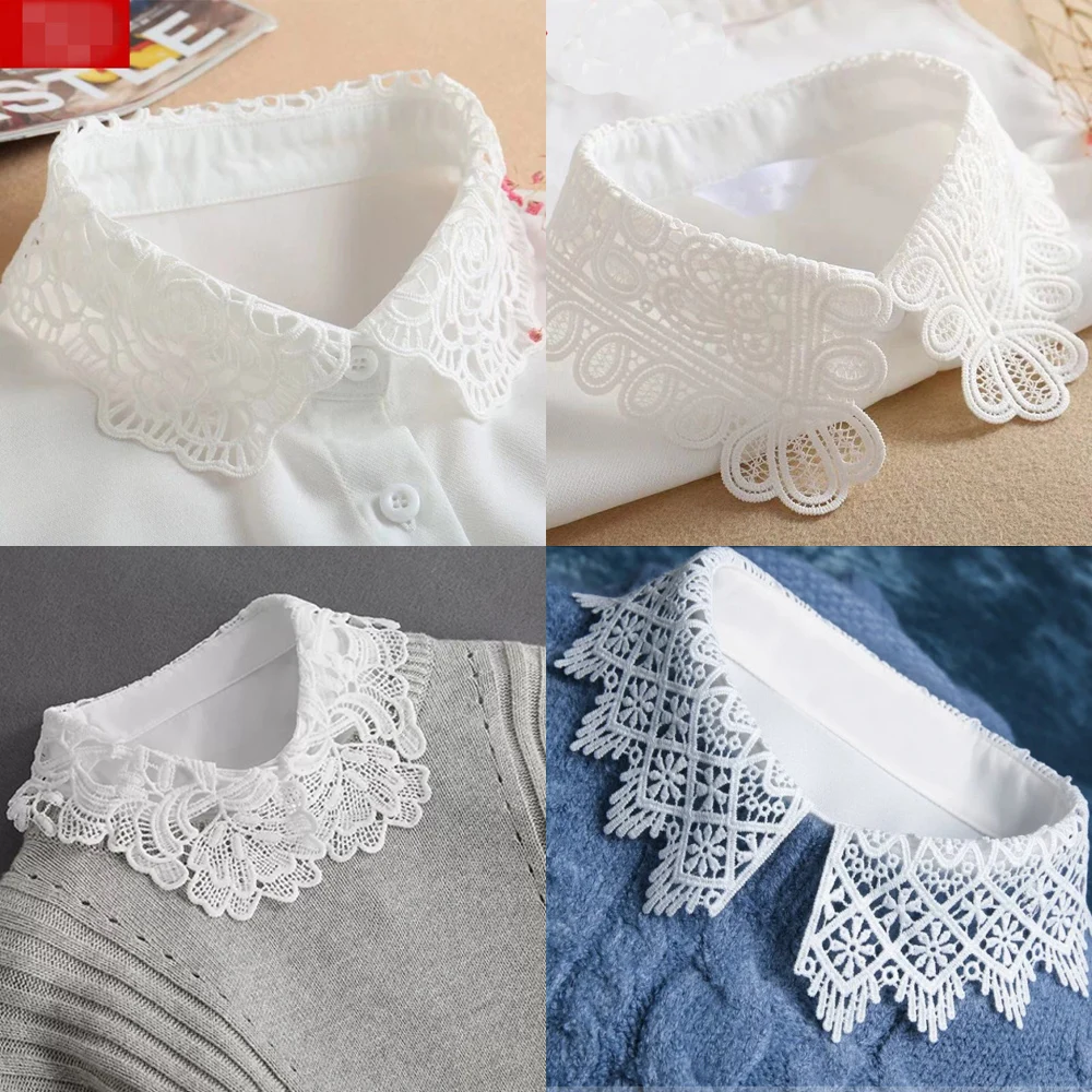 New-Women-White-Neckline-Fake-Collar-Detachable-Ladies-False-Blouse ...