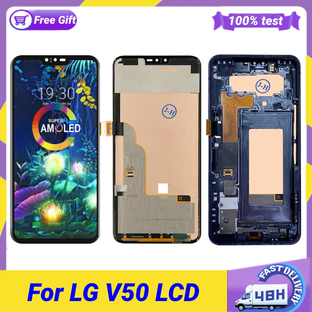 AMOLED LG V50 ThinQ LCD 디스플레이 터치 스크린 디지타이저 어셈블리, 교체 액세서리 LG V50 6.40 "프레임 포함| | - AliExpress