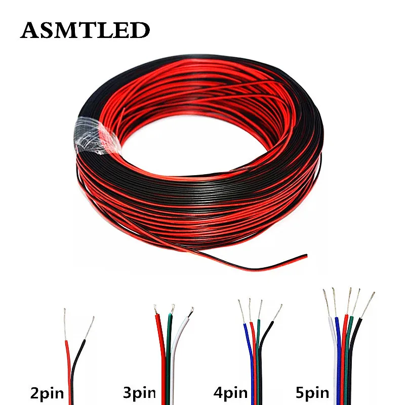 1m-100m Rgb Led Connector 2pin 3pin 4pin 5pin Led Cable Extension ...