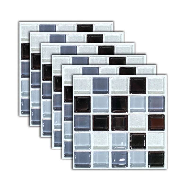 Waterproof PVC 3D Grid Wallpaper Decals Self Adhesive Mosaic Tile ...
