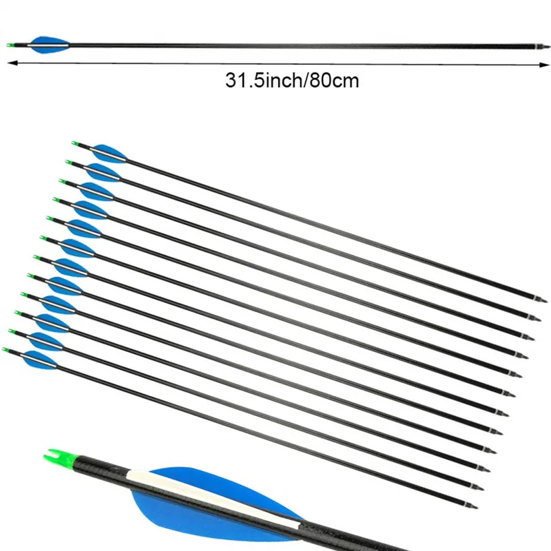 12pcs 30" Archery Fiberglass Arrows Spine 500 Hunting Glassfiber Arrows ...