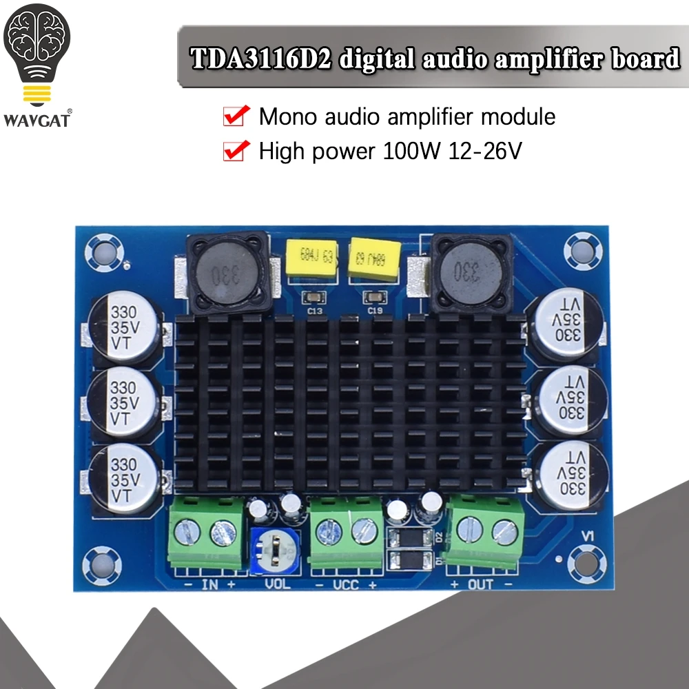 WAVGATG TPA3116 D2 TPA3116DA DC 12V 24V 100W Mono Channel Digital Power ...