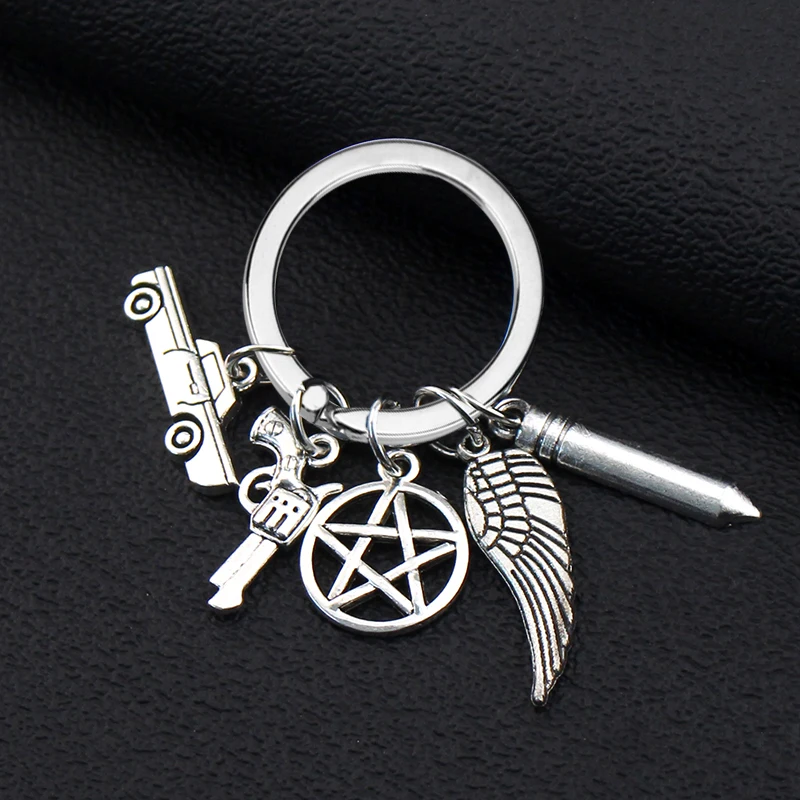 Movie-Supernatural-Keychain-Dean-Sun-Pendant-Key-Ring-Metal-Pentagram ...