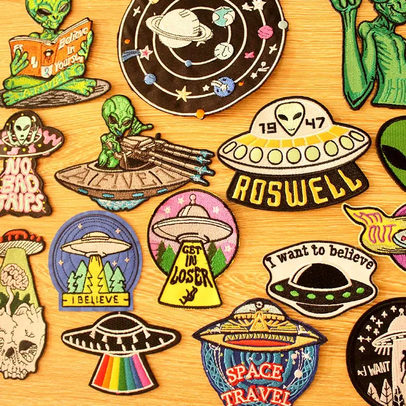 UFO-Alien-Patches-Stickers-Iron-On-Patches-For-Clothing-Space ...