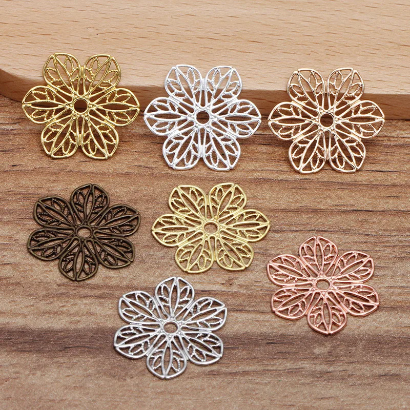 Brass Jewelry Accessories Findings | Gold Filigree Flower Connector ...