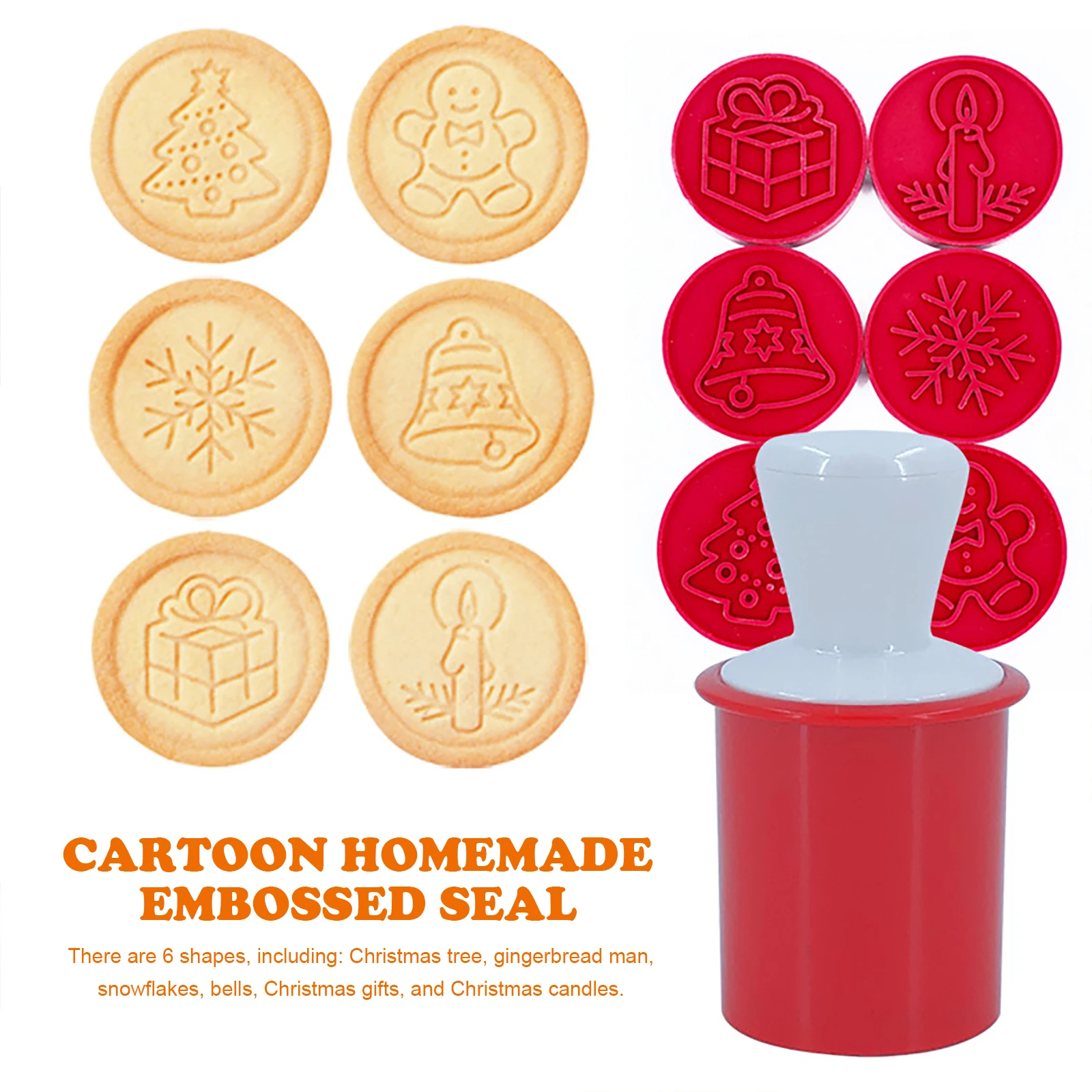 Christmas Silicone Cookie Stamp Set Round Cookie Embossing Mold With ...