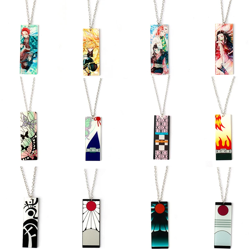 Anime Demon Slayer Acrylic Necklace Kimetsu No Yaiba Kamado Tanjirou ...