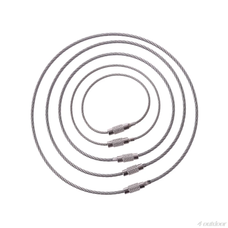 10/15/20/25/30cm Length Stainless Steel Wire Keychain Cable Key Ring ...