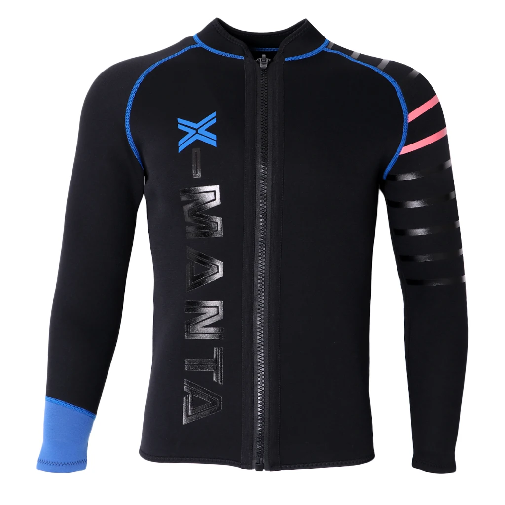 Men-s-3mm-Neoprene-Wetsuits-Jacket-Top-Front-Zip-Wakeboard-Scuba-Diving ...