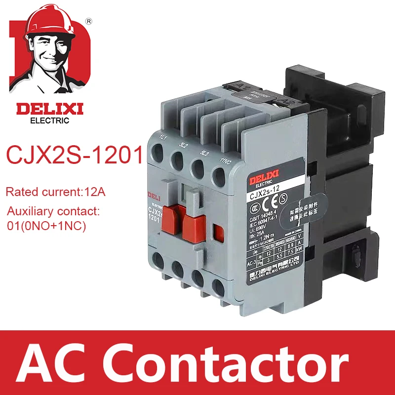 CJX2s-1201 AC Contactor DELIXI 12A 3 Poles NC Coil Voltage 24V 36V 110V 220V 380V 50Hz Din Rail ...