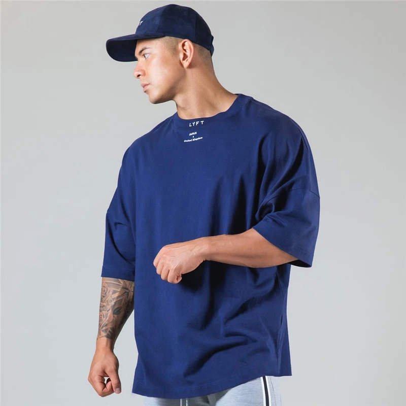 Running Oversized T shirt Men Gym Bodybuilding and Fitness Loose Casual ...