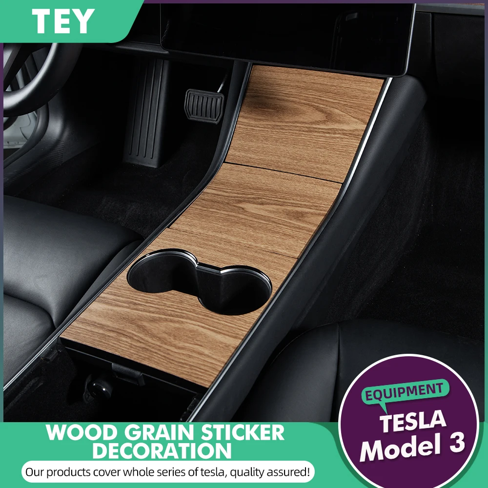TEY-Tesla-Model-3-Center-Console-Instrument-Panel-Wood-Grain-Sticker ...