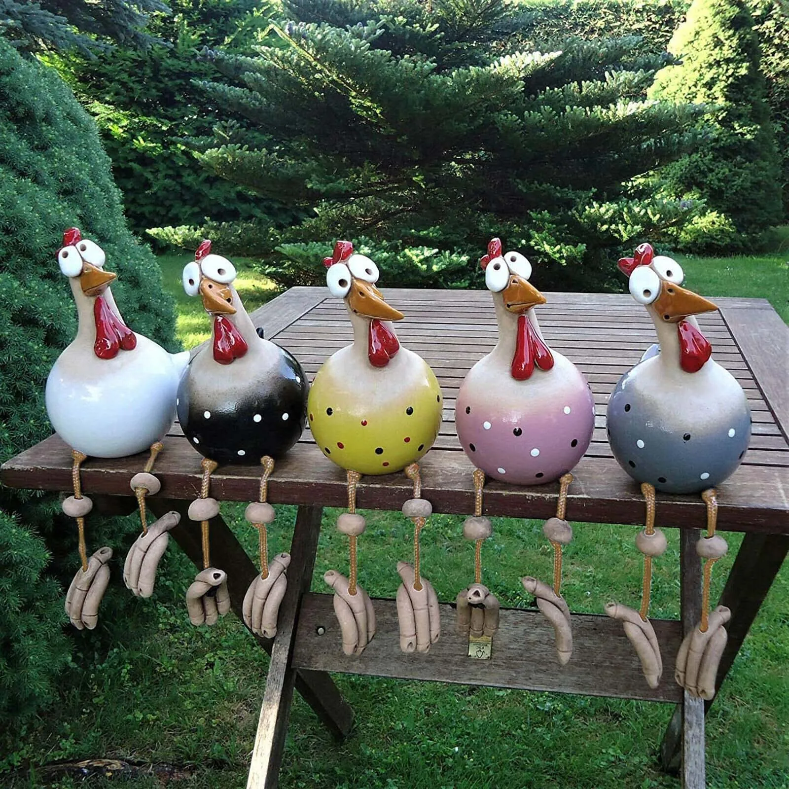 Chicken Garden Ornaments Outdoor Decoration Yard Art Plug Hen Rooster ...