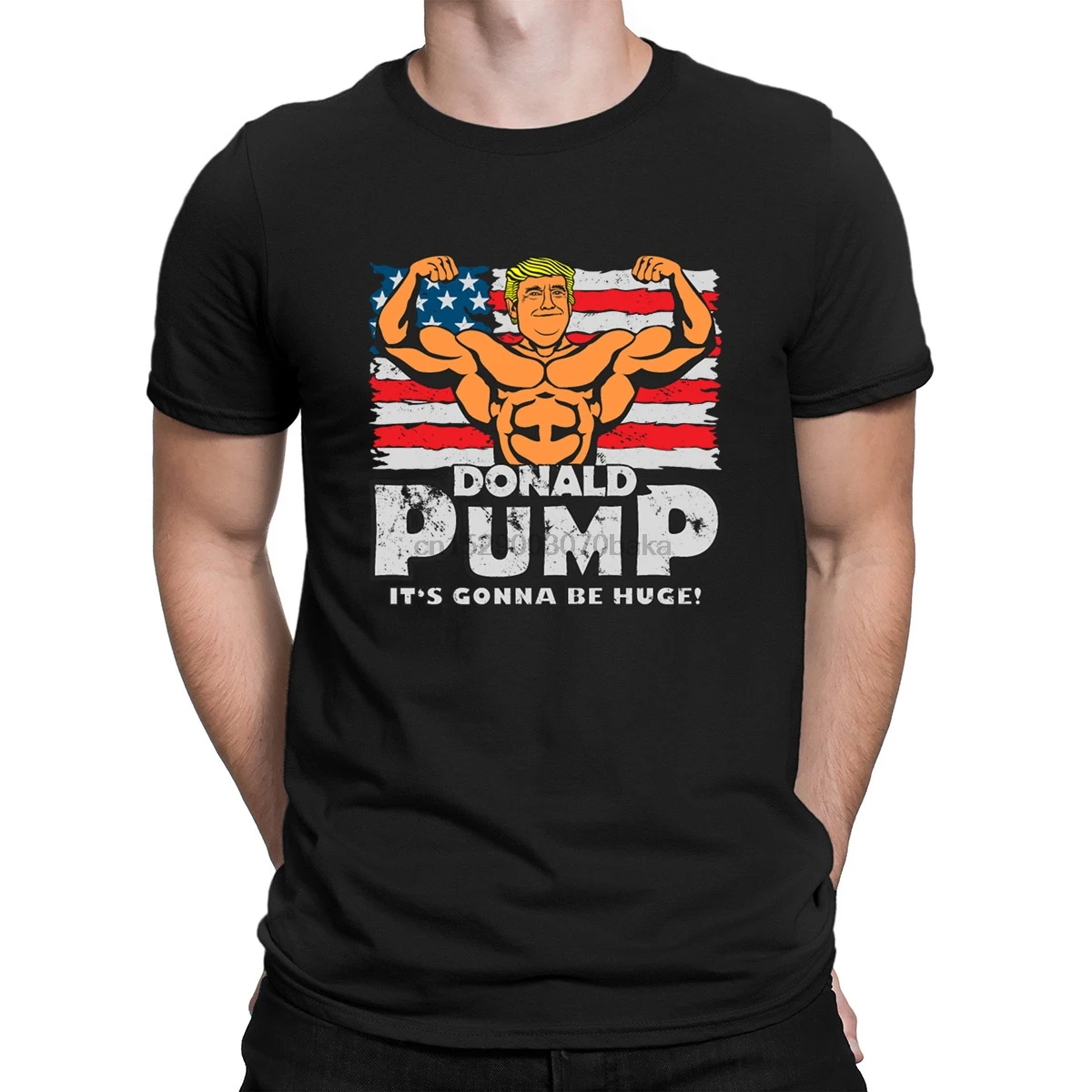 Donald Pump Color T Shirts Knitted Cotton Basic Solid Classic Men ...