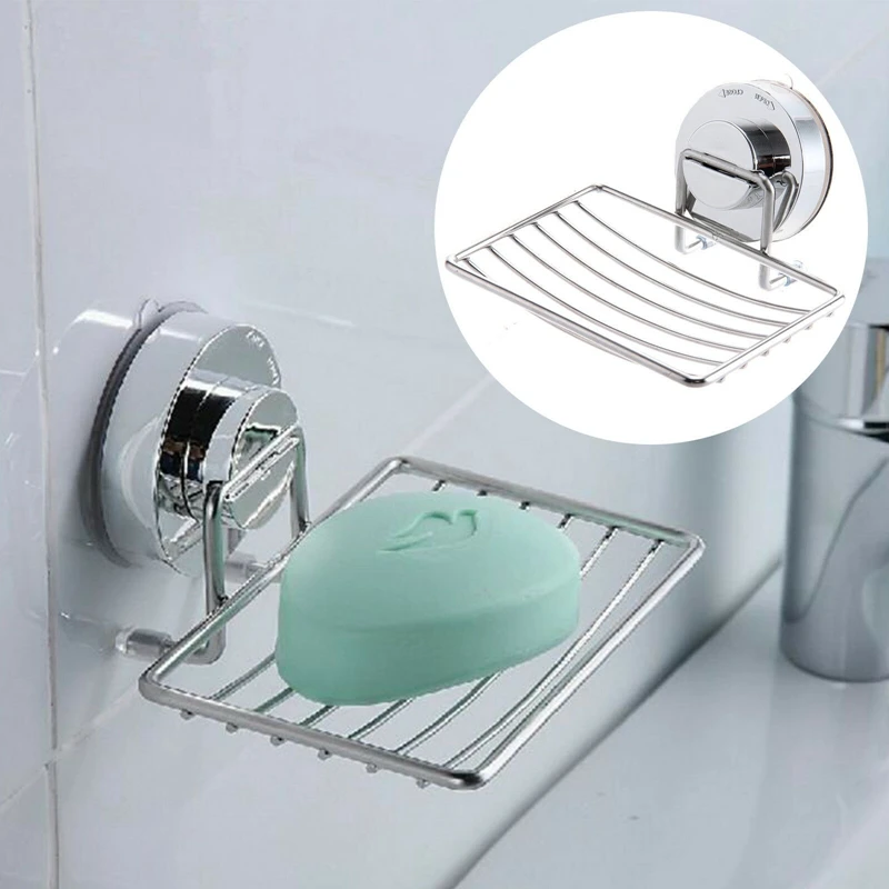 Strong Suction Stainless Steel Soap Dish Bathroom Storage Soap Rack ...