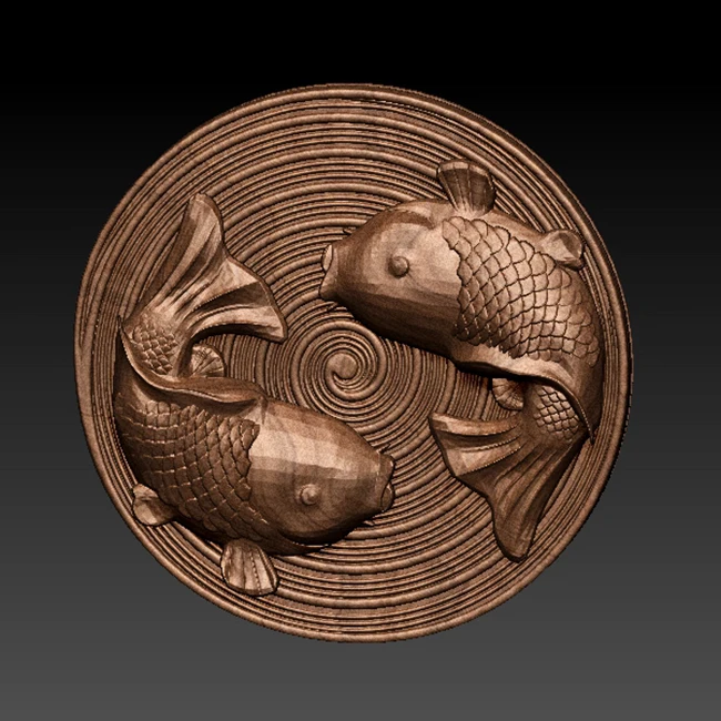 3d Model Round Wooden Fish Relief In Stl File For Cnc Router Carving ...