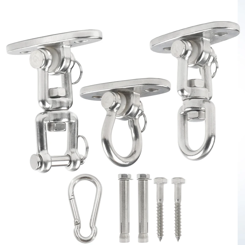Sus304 로터리 스윙 고정 플레이트 헤비 듀티 스윙 행거 세트 요가 해먹 스윙 걸이 의자 후크 콘크리트 천장 목재용