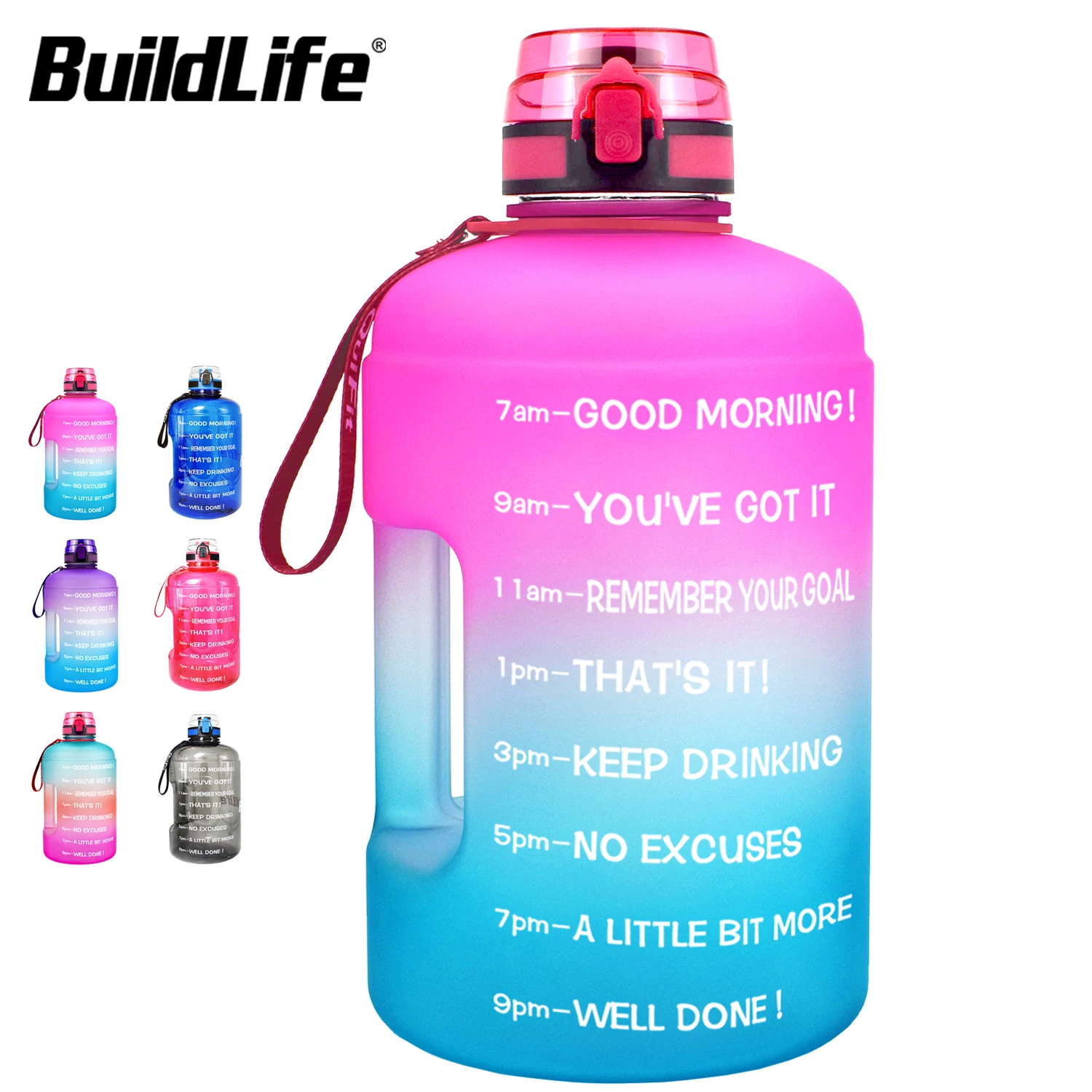 BuildLife 1.3L 2.2L 3.78L Water Bottle With Locking Flip Flop Lid ...