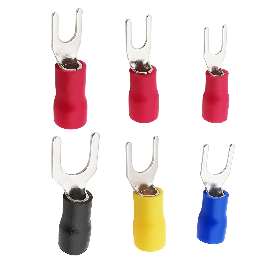 50Pcs U Type Fork Spade Insulated Terminal SV Series Crimp Terminals Electrical Wire Connector ...