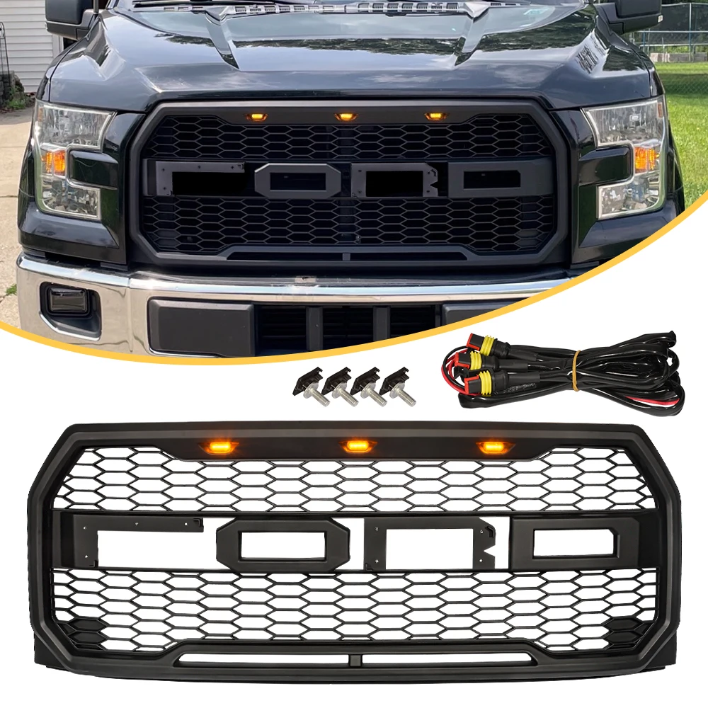 Modified For F-150 Grill Mesh Raptor Style For F150 2015 2016 2017 ...