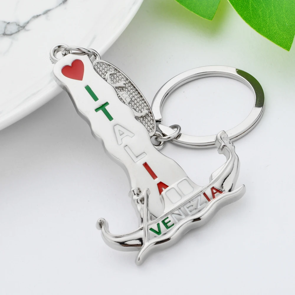 Vicney Rotatable Venezia Boat Keychain Italia Red Heart Pattern Key ...