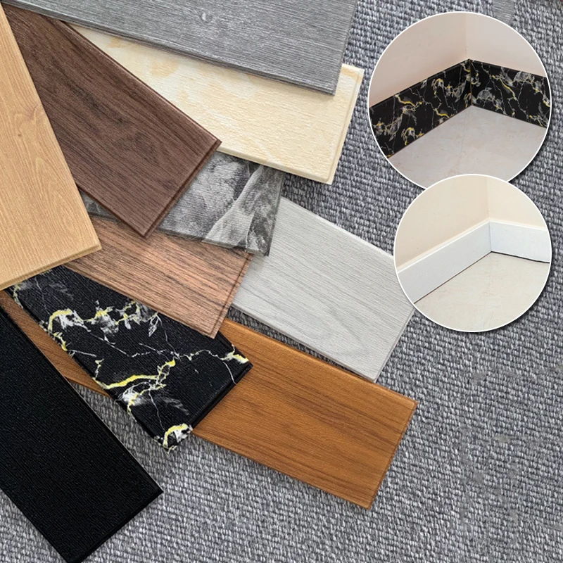 Wall Baseboard Edge Strip Sticker 3D Self adhesive PVC Wood Grain ...