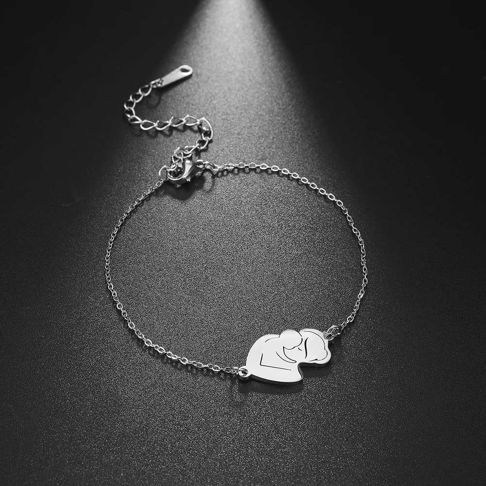 Skyrim Fashion Baby Mom Chain Bracelet Love Family Stainless Steel ...