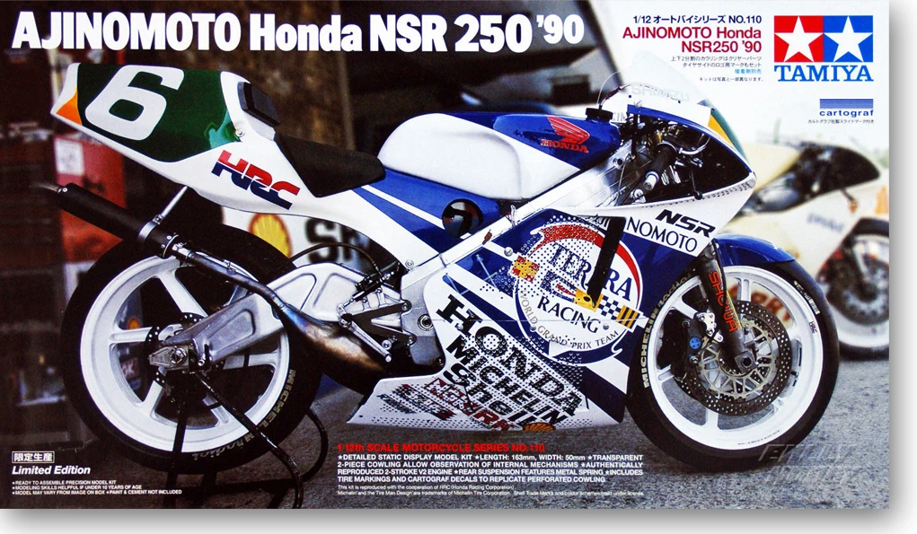 Tamiya 14110 1/12 Scale Ajinomoto Honda NSR250 GP250 90 M. SHIMIZU รถจักรยานยนต์ของเล่นพลาสติก ...