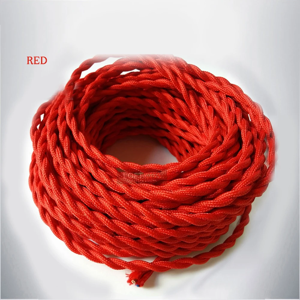 Câble-fil,2 noyaux Vintage En Tissu Torsadé Fil Électrique Câble ...