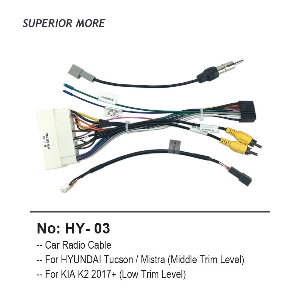 Car Radio Cable Wire Harness Adapter For Hyundai Tucson Mistra Kia K2 ...