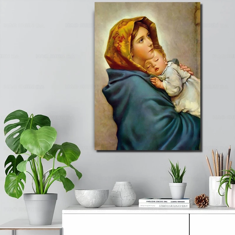 Modern Icon Mary. Mother Mary Painting. Mother Mary Poster. Mother of ...