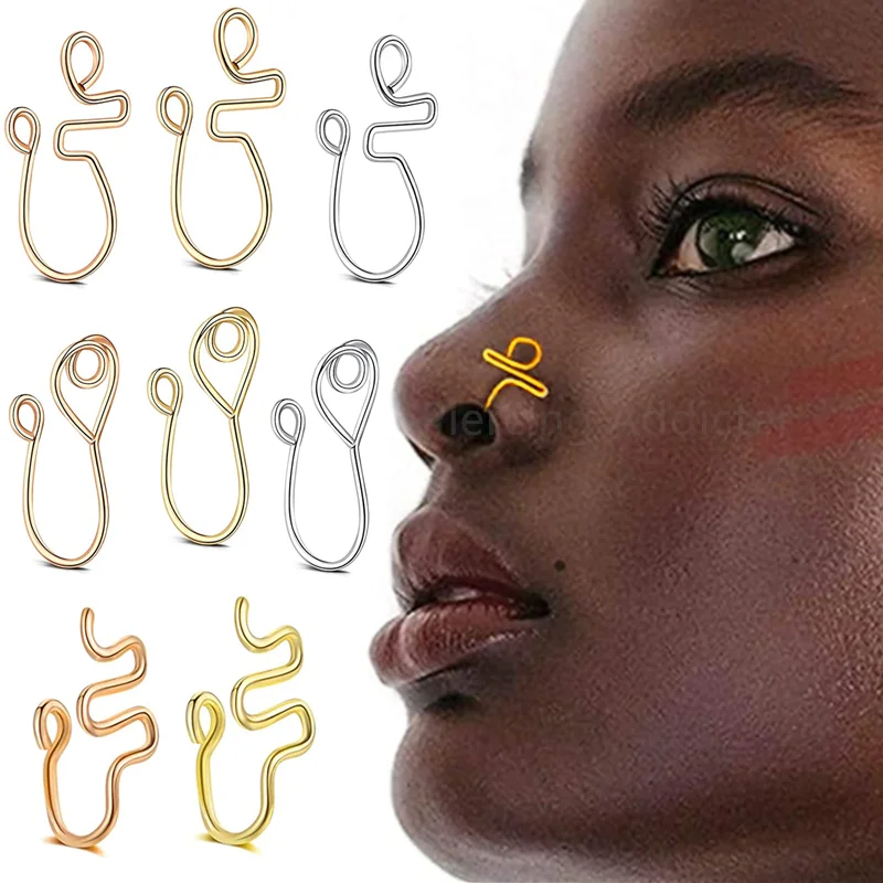1PC-Stainless-Steel-Fake-Nose-Cuff-Non-Piercing-Fake-Nose-Rings-Clip-On ...