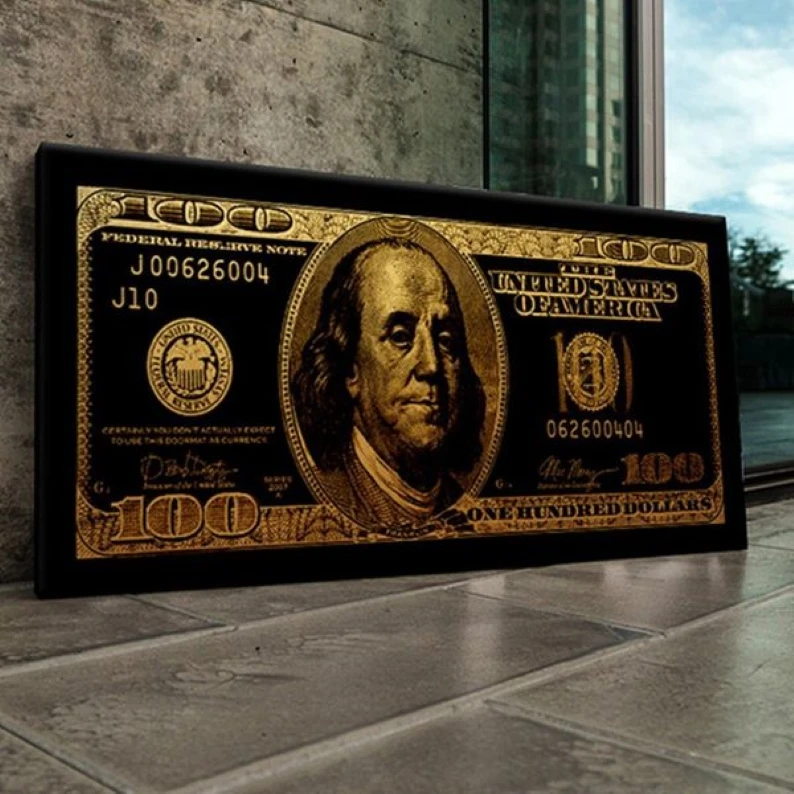 100 Dollar Bill Canvas 100 Dollar Bill Print Dollar Bill Wall Art Money ...