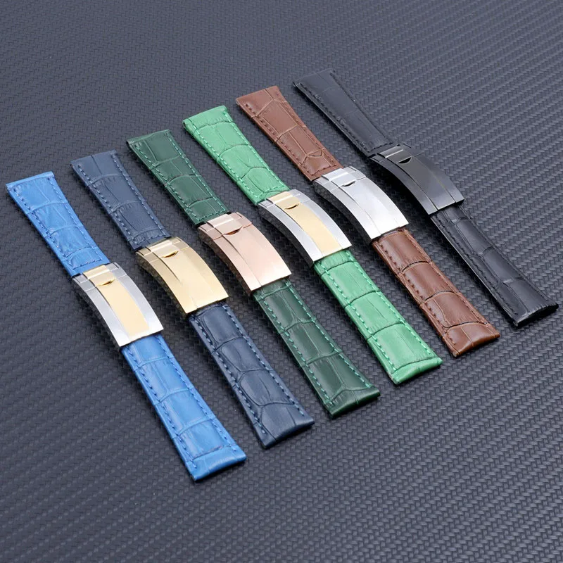 Crocodile-Grain-Leather-Knit-Watch-Band-20mm-16mm-Watch-Accessories ...