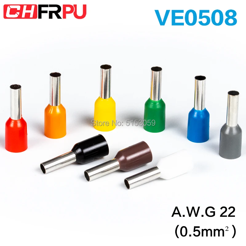 100pcs E0508 Insulated Ferrules Terminal Block Cord End Wire Connector ...