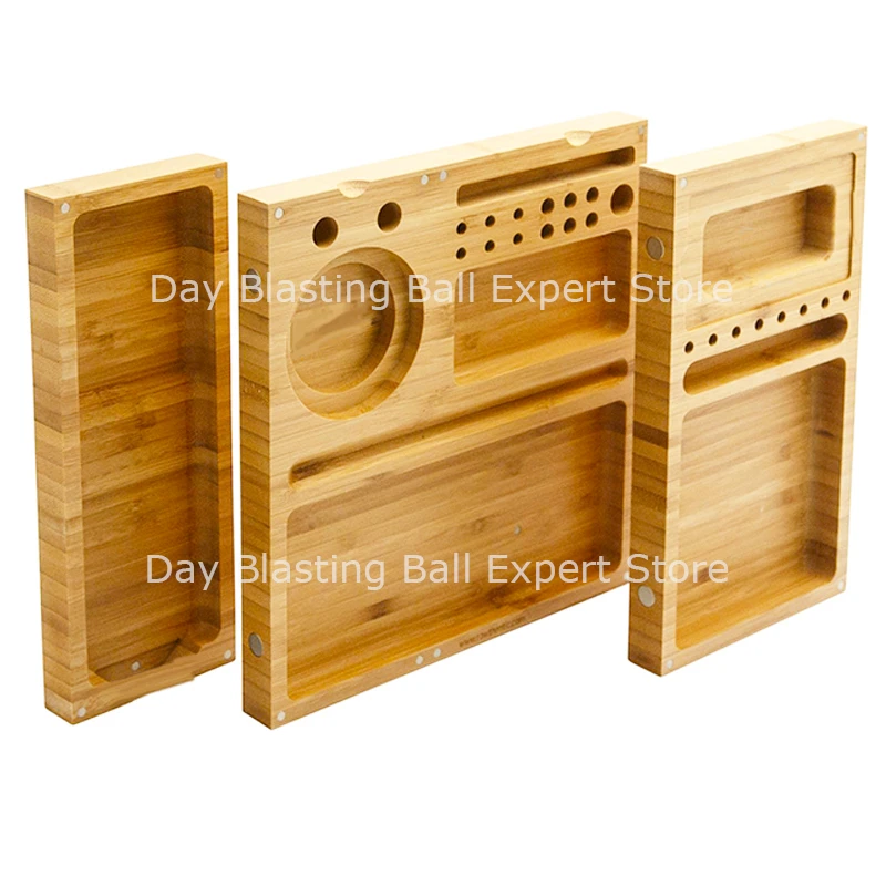 Triple Flip Wood Rolling Tray Foldable Bamboo Cigarette Tray ...
