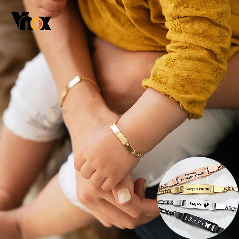 Vnox Custom Mom & Baby Bracelet Adjustable Stainless Steel Link Chain ...