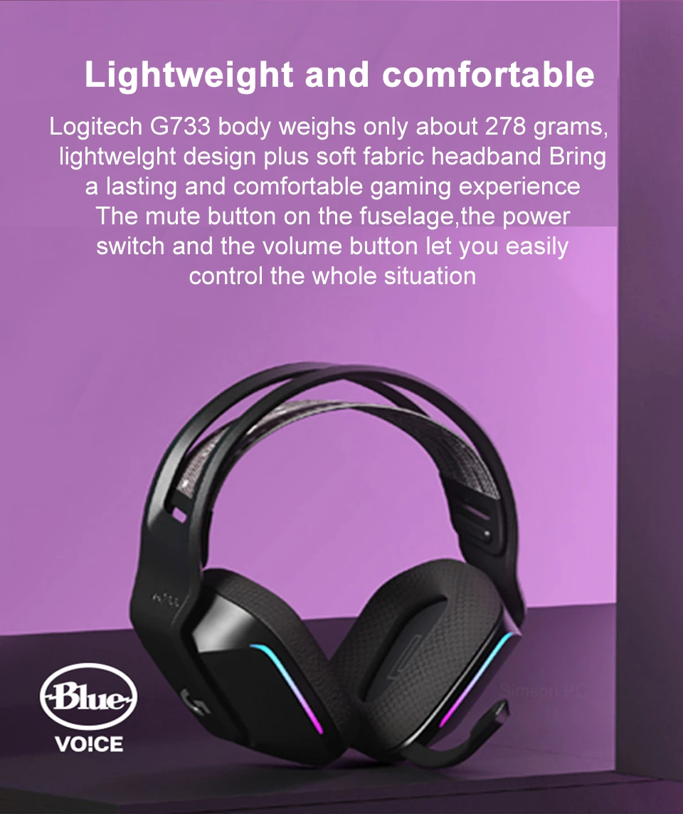 Logitech G733 KDA LIGHTSPEED wireless gaming headset RGB DTS X2.0 7.1 ...