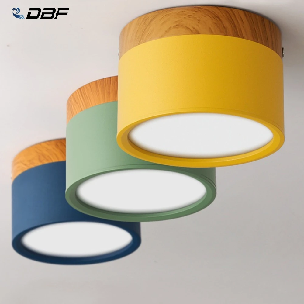 [dbf]macaroon Iron+wood Led Ceiling Light 5w 12w Surface Mount Ceiling ...