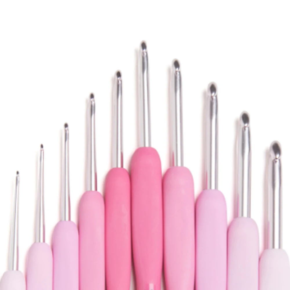 Rose pink hand knitting tools Resin Handle Knitting Needles 0.6-6mm ...