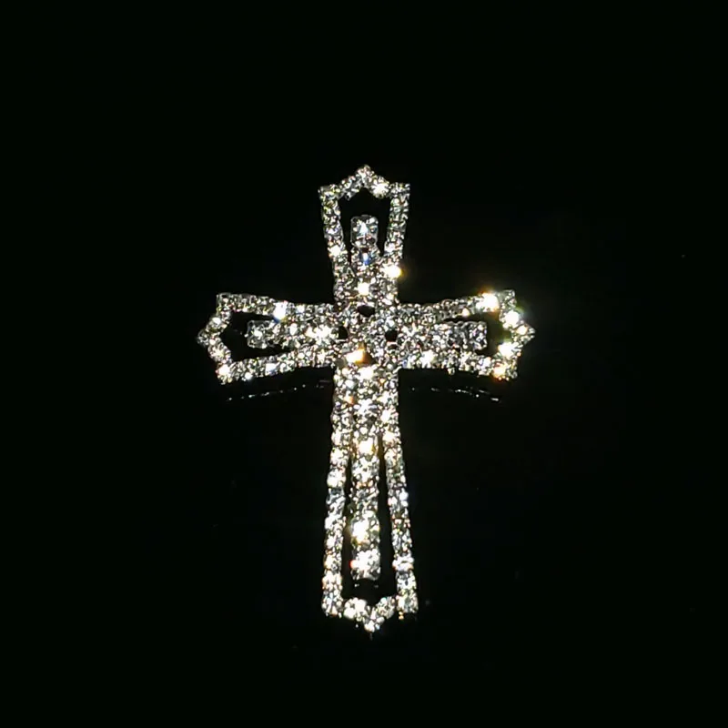 Crystal Handmade Cross Lapel Pin in Sliver Tone Rhinestone Jewelry ...