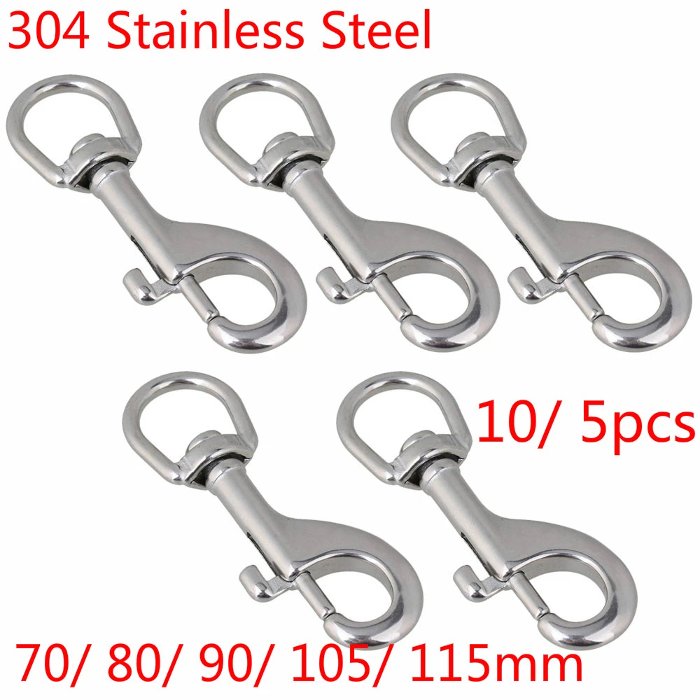 304 Stainless Steel 70/ 80/ 90/ 105/ 115mm Silver Swivel Eye Bolt Snap ...