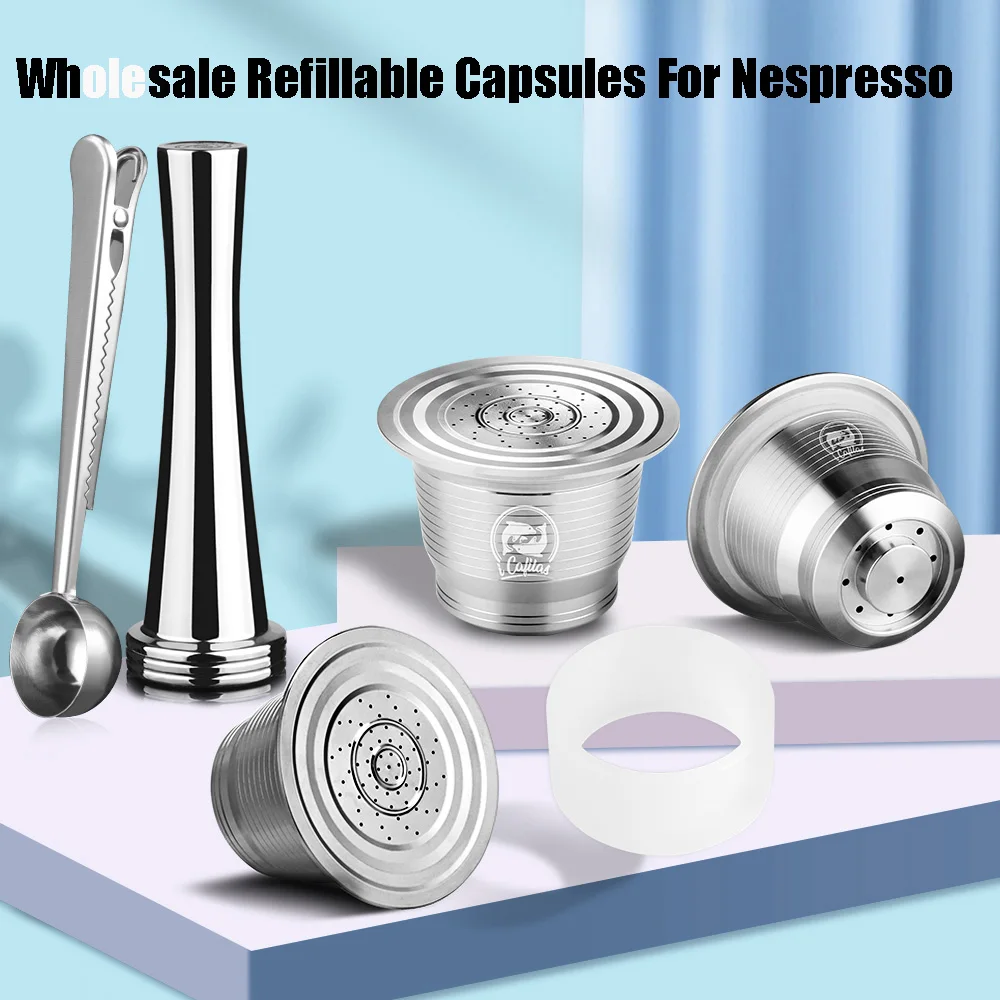 For Nespresso Refillable Capsule Coffee Filter Pod With Dosing Ring ...